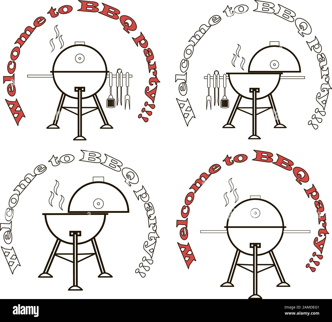 Different special tools for barbecue party. Bbq grill and tools vector ...