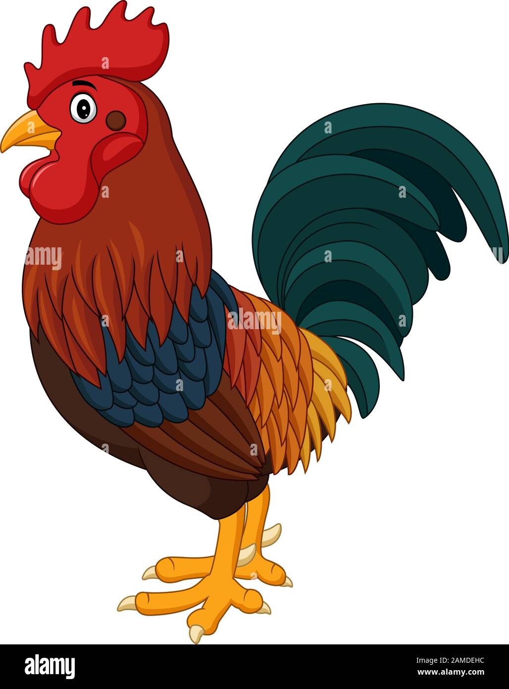 Cartoon rooster isolated on white background Stock Vector Image & Art ...