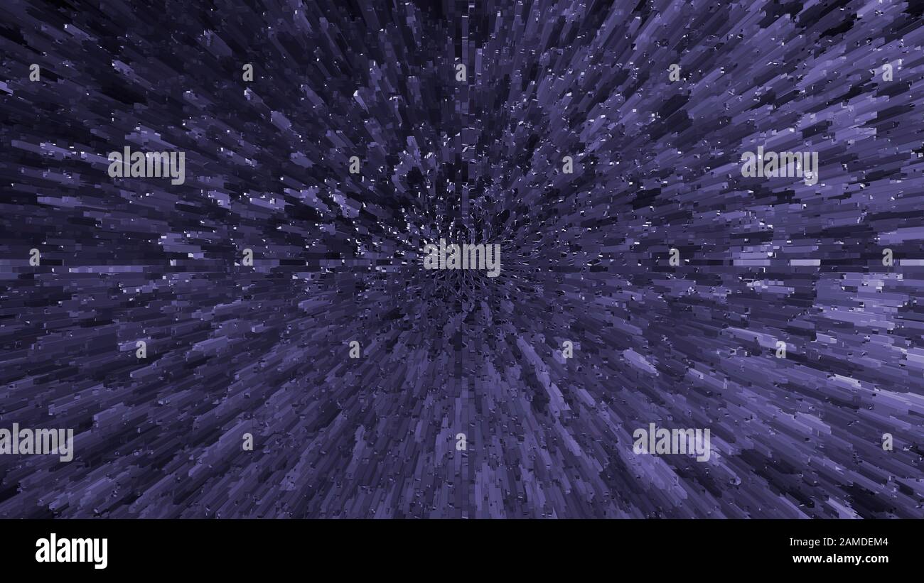 Abstract blue geometric explosion in motion. Beautiful fractal concept ...