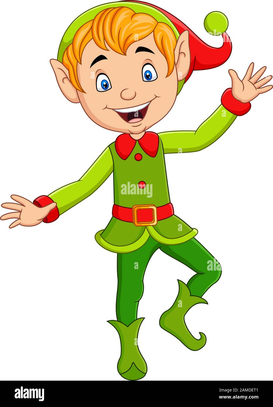 Cartoon cute christmas elf presenting Stock Vector Image & Art - Alamy