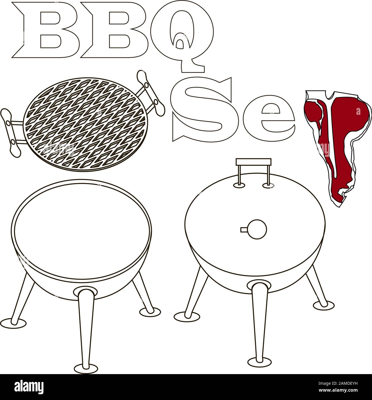 Different special tools for barbecue party. Bbq grill and tools vector ...