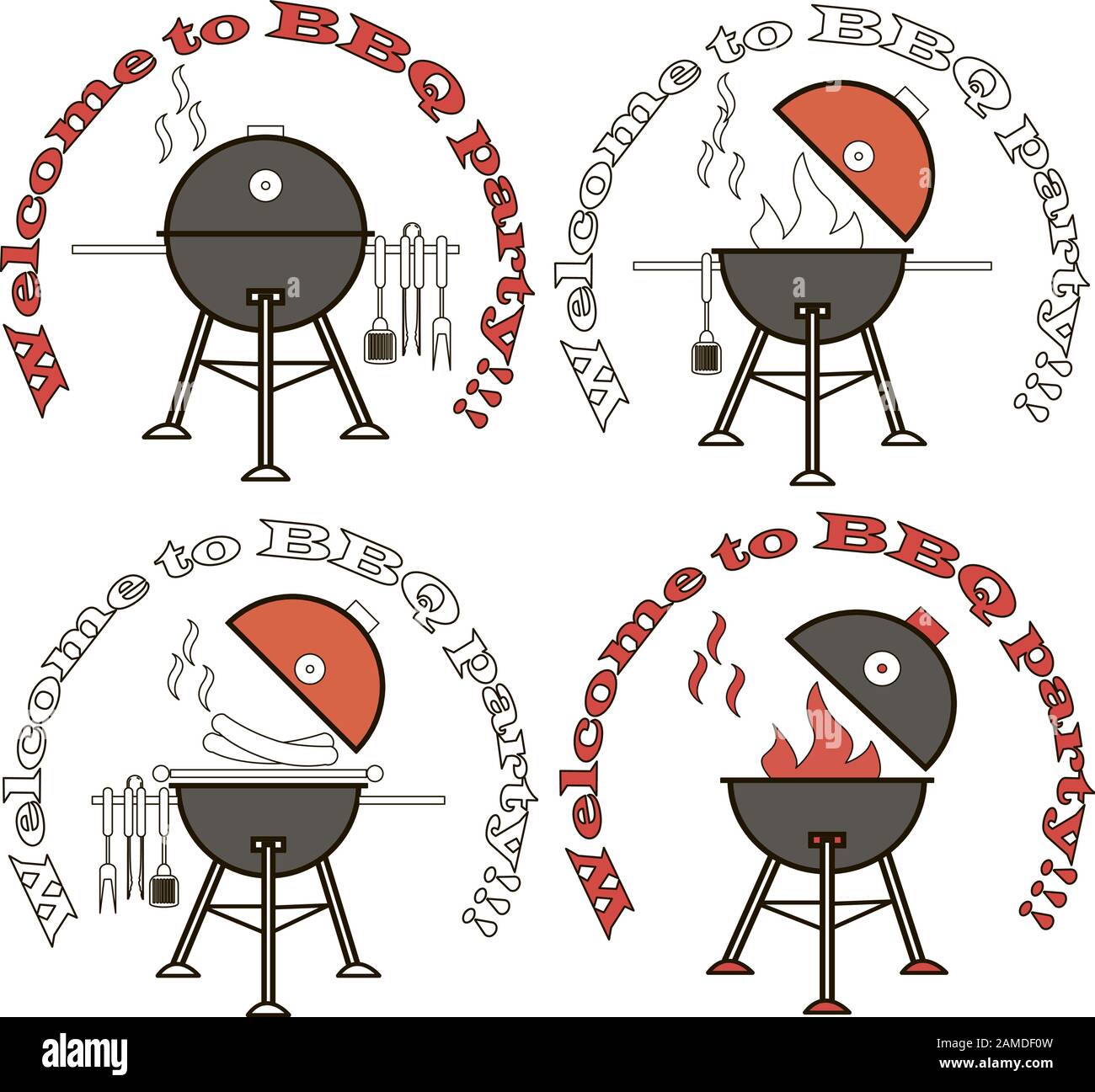 Different special tools for barbecue party. Bbq grill and tools vector ...