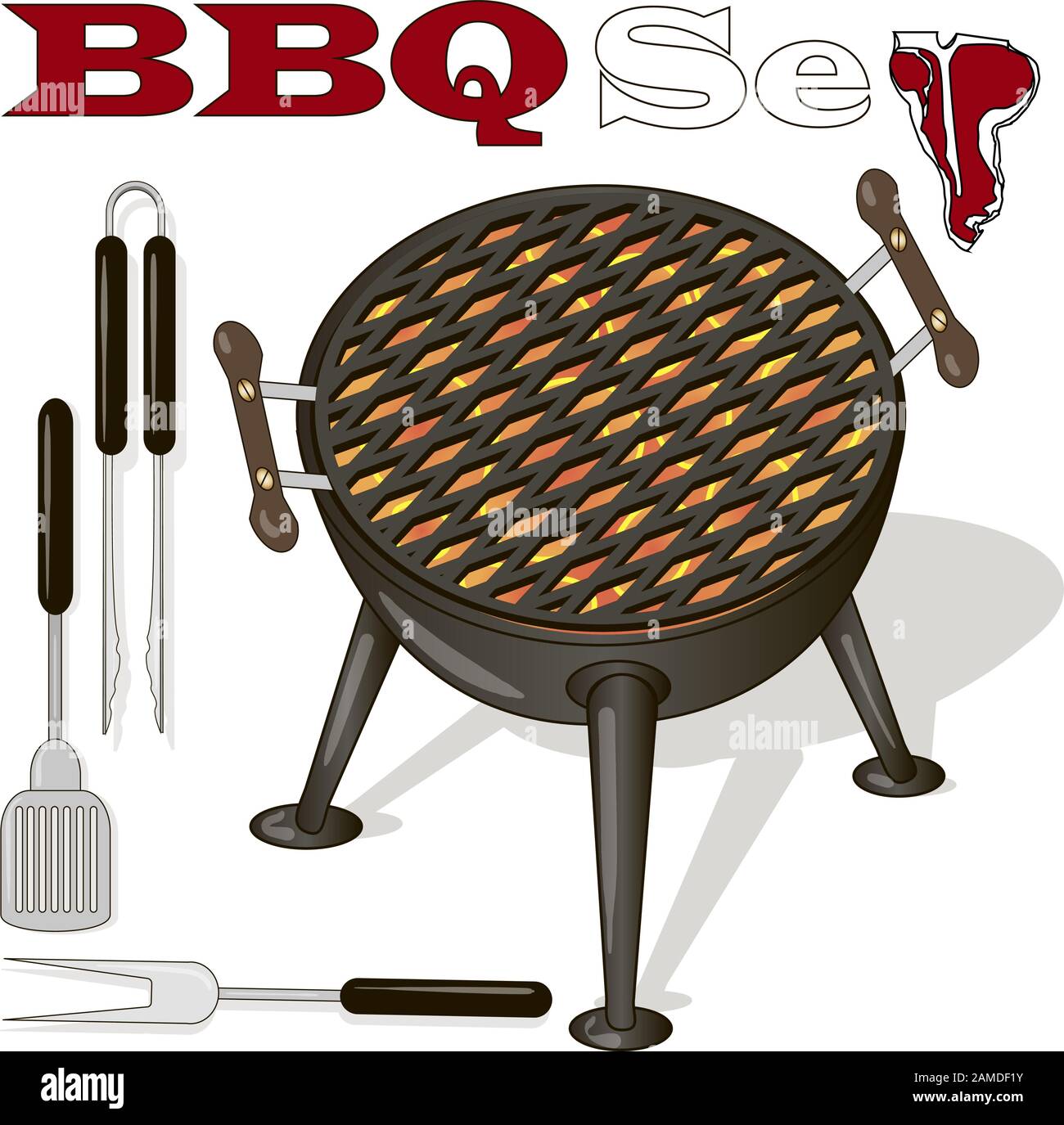 Different special tools for barbecue party. Bbq grill and tools vector ...
