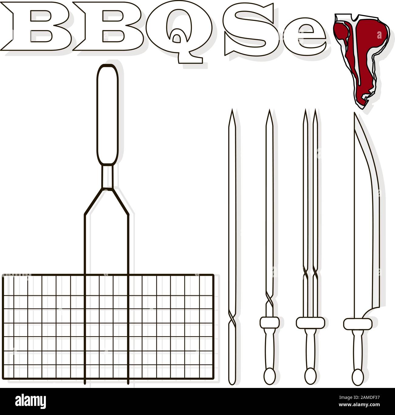 Different special tools for barbecue party. Bbq grill and tools vector ...