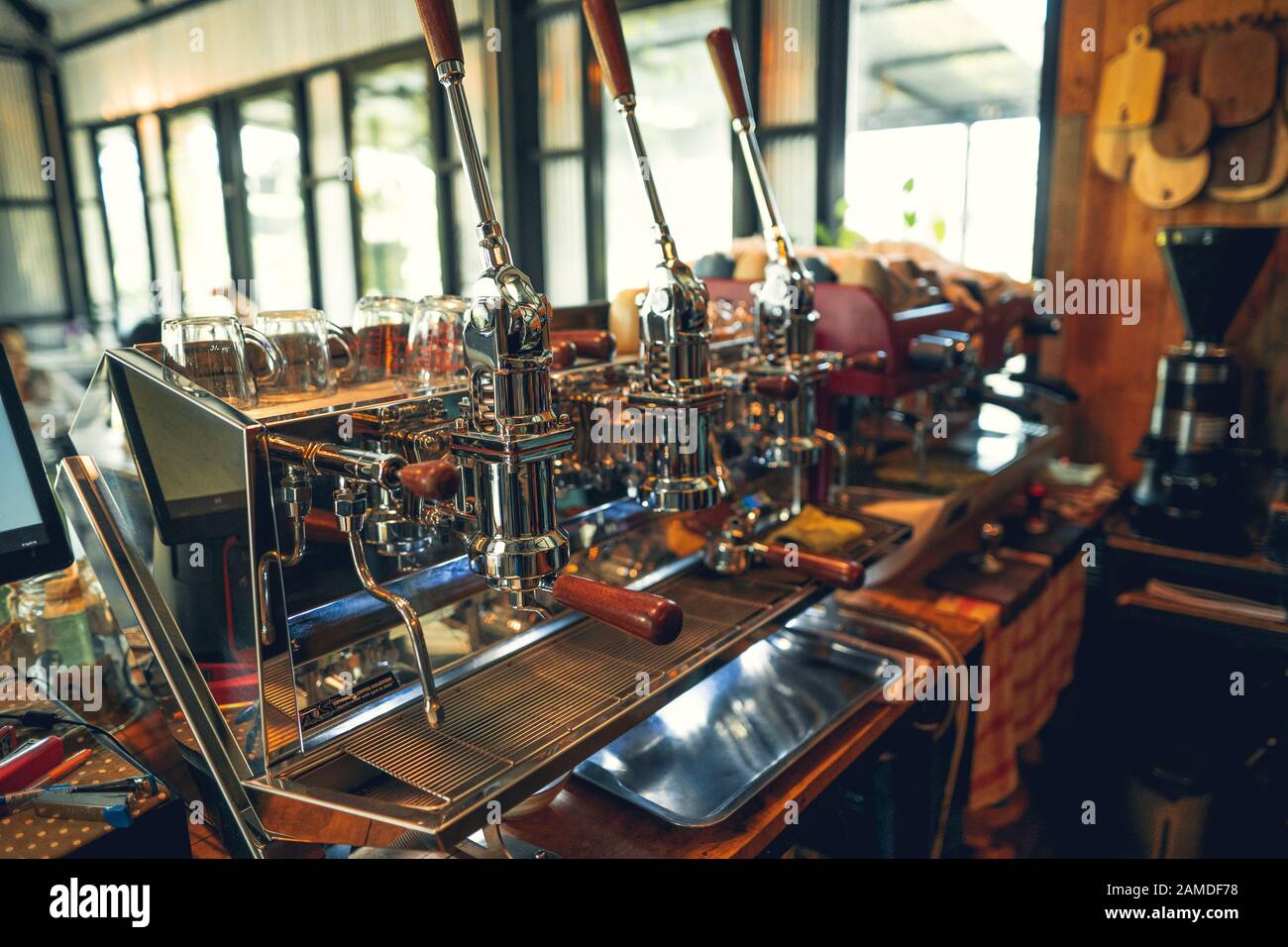 Coffee machines in cafes Coffee shop Coffee equipment Stock Photo - Alamy