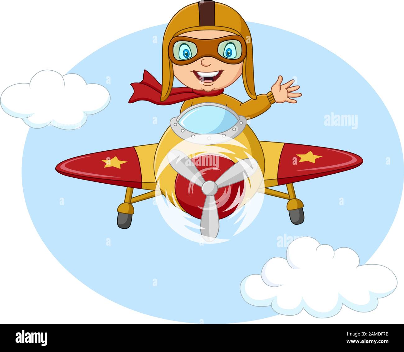 Cartoon little boy operating a plane Stock Vector Image & Art - Alamy