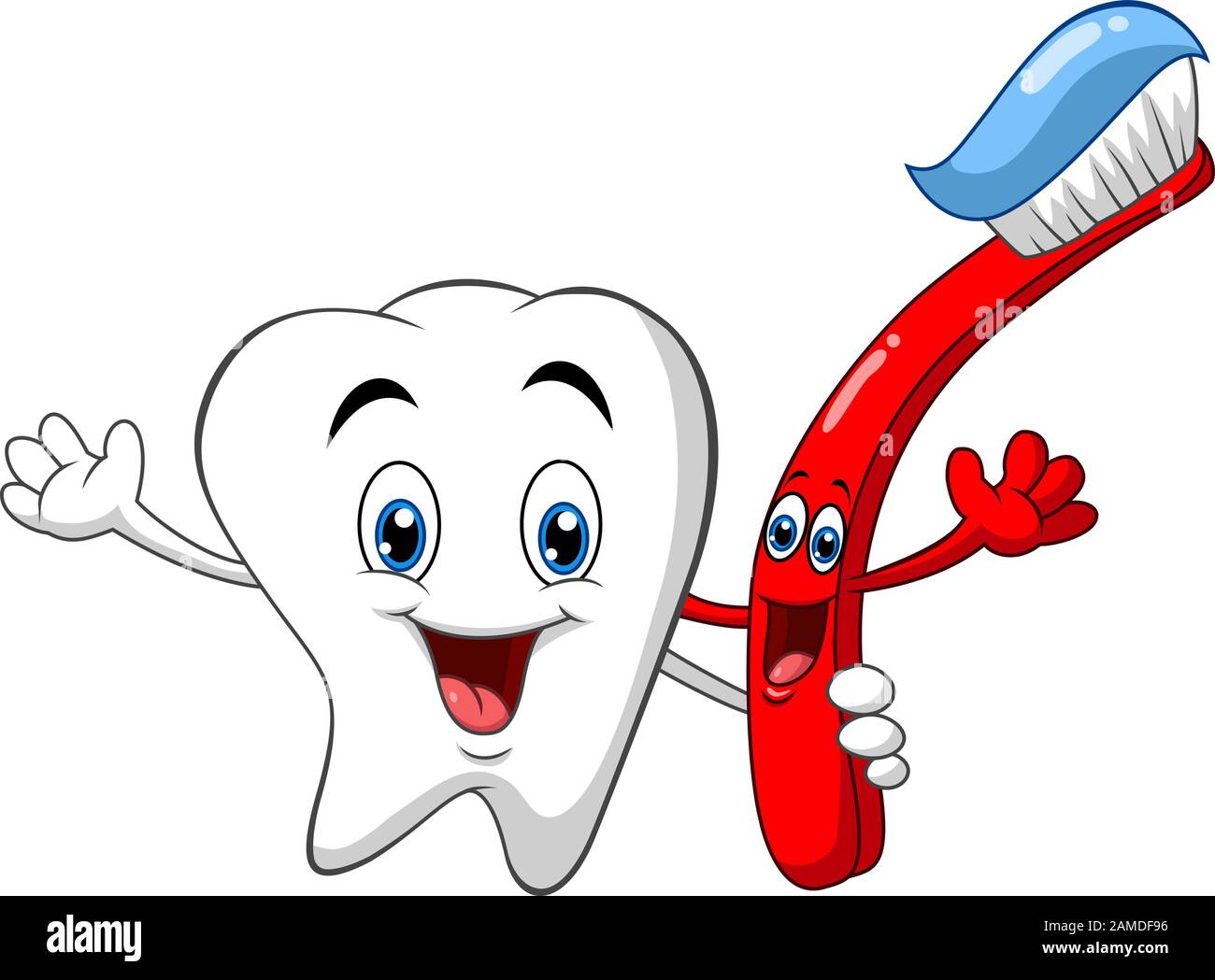 Dental Tooth and Toothbrush cartoon character Stock Vector Image & Art ...
