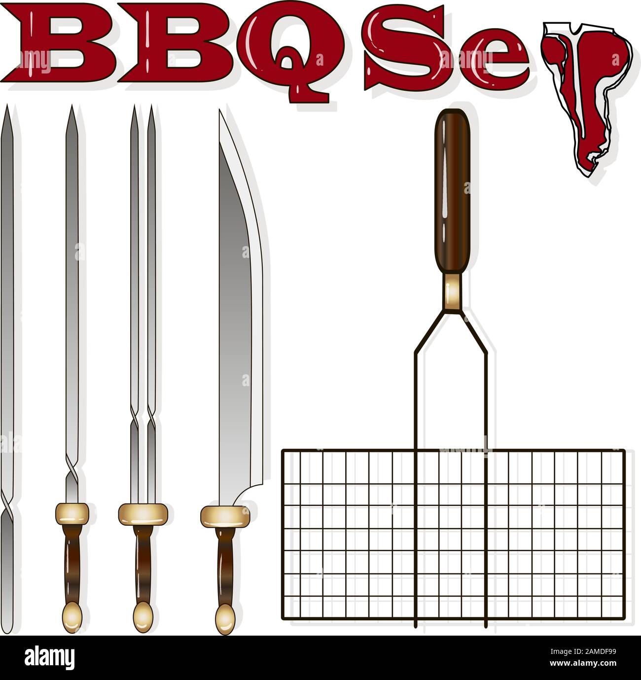 Different special tools for barbecue party. Bbq grill and tools vector ...
