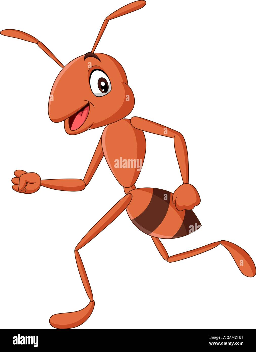Cartoon happy ant running isolated on white background Stock Vector ...