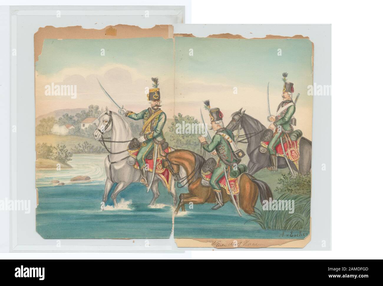 Stream crossing Cavalry Ownership : Draper Fund Nauendoerf Hussars 1767 ...