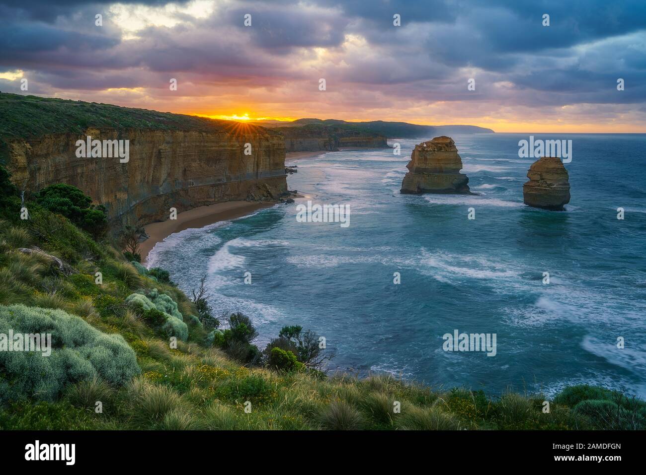 famous gibson steps at sunrise, twelve apostles, great ocean road in ...