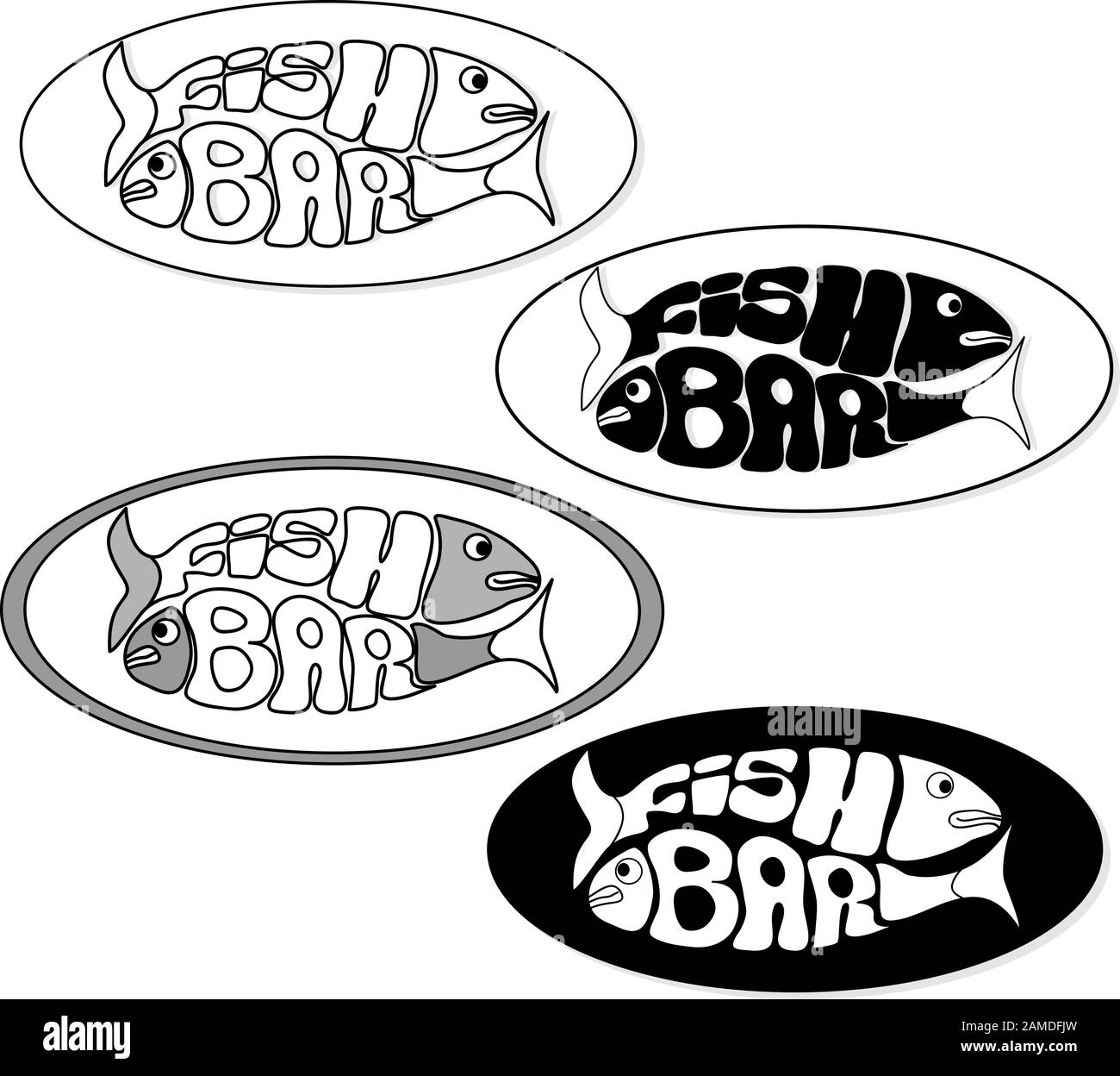 Cooked seafood on top view. Seafood vector illustration. Logo design ...
