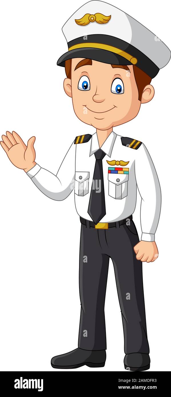 Cartoon happy captain waving hand Stock Vector Image & Art - Alamy