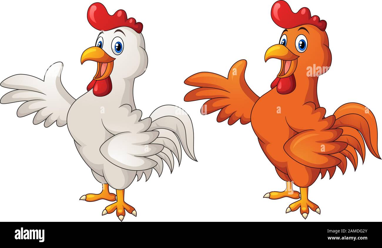 Cartoon rooster in a two different colors Stock Vector Image & Art - Alamy