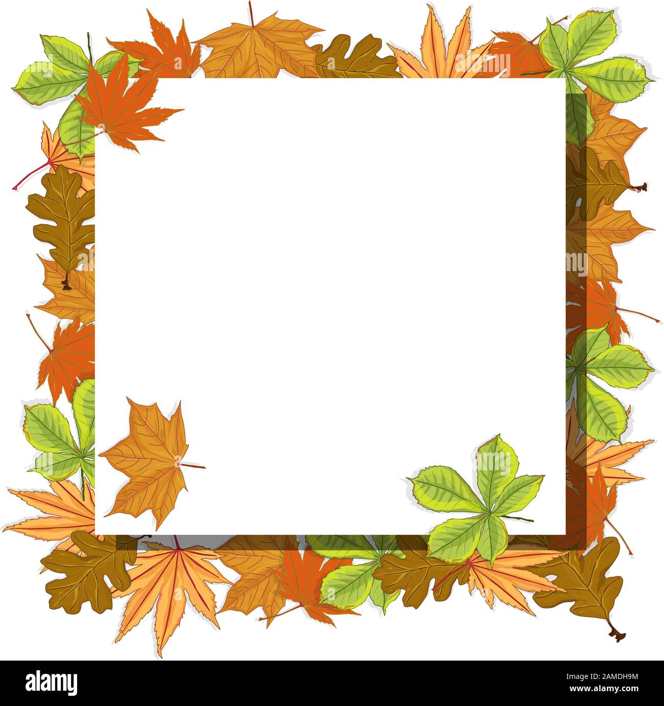 Vector illustration of autumn composition. Frame made of colorfull ...
