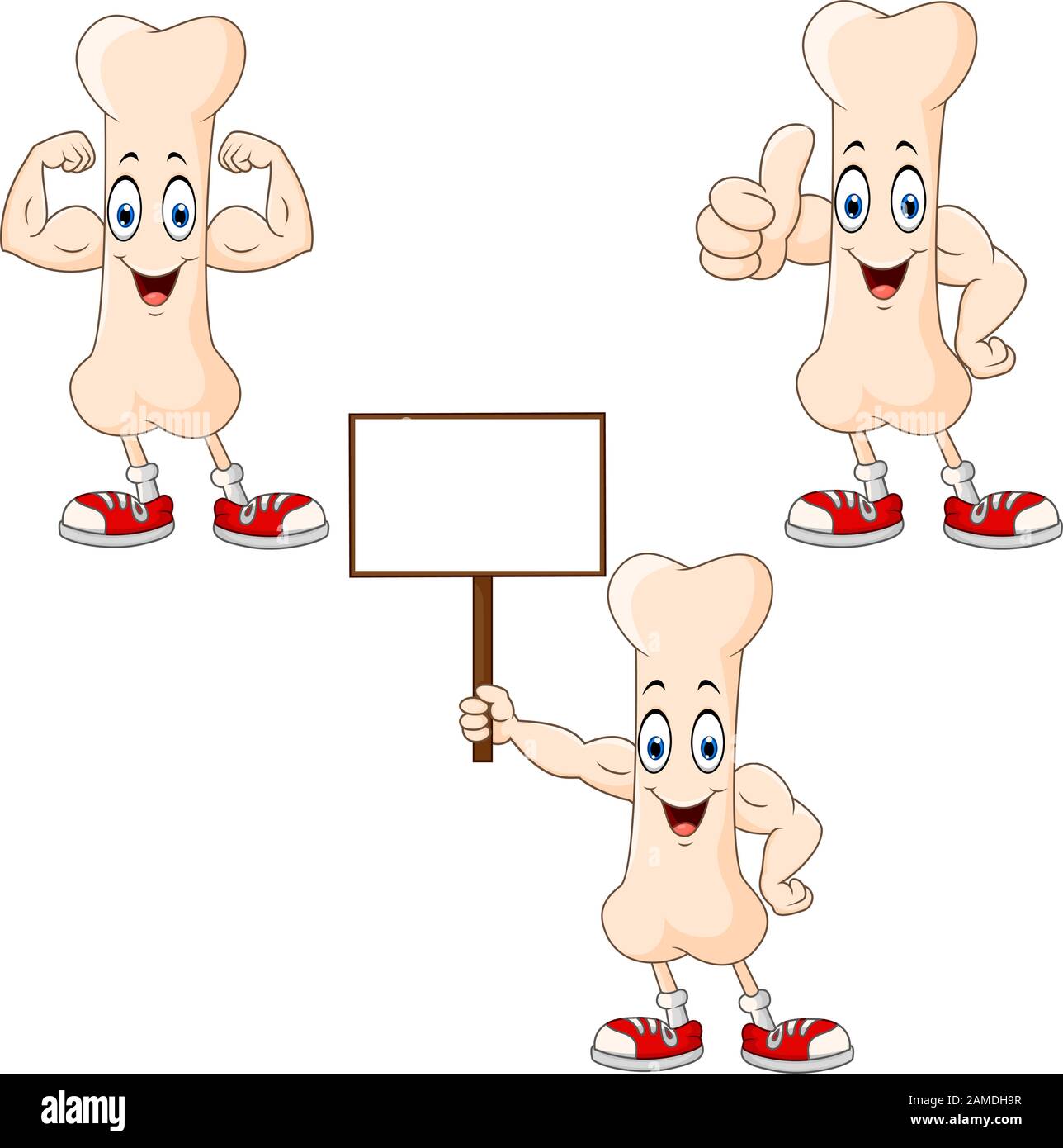 Cartoon happy bones character with different poses Stock Vector Image ...