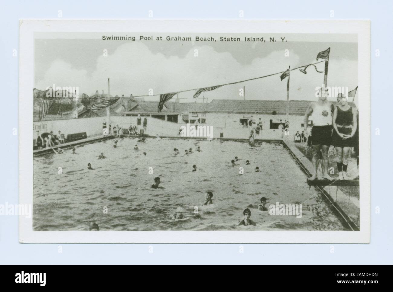 Swimming Pool at Graham Beach, Staten Island, NY (view of large pool ...