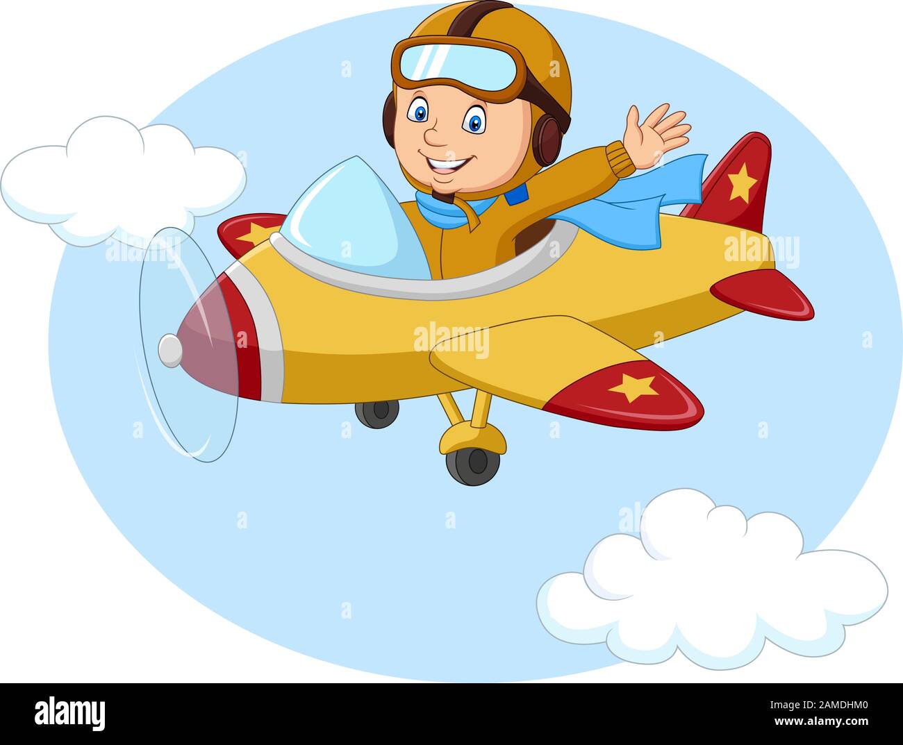 Cartoon little boy operating a plane Stock Vector Image & Art - Alamy