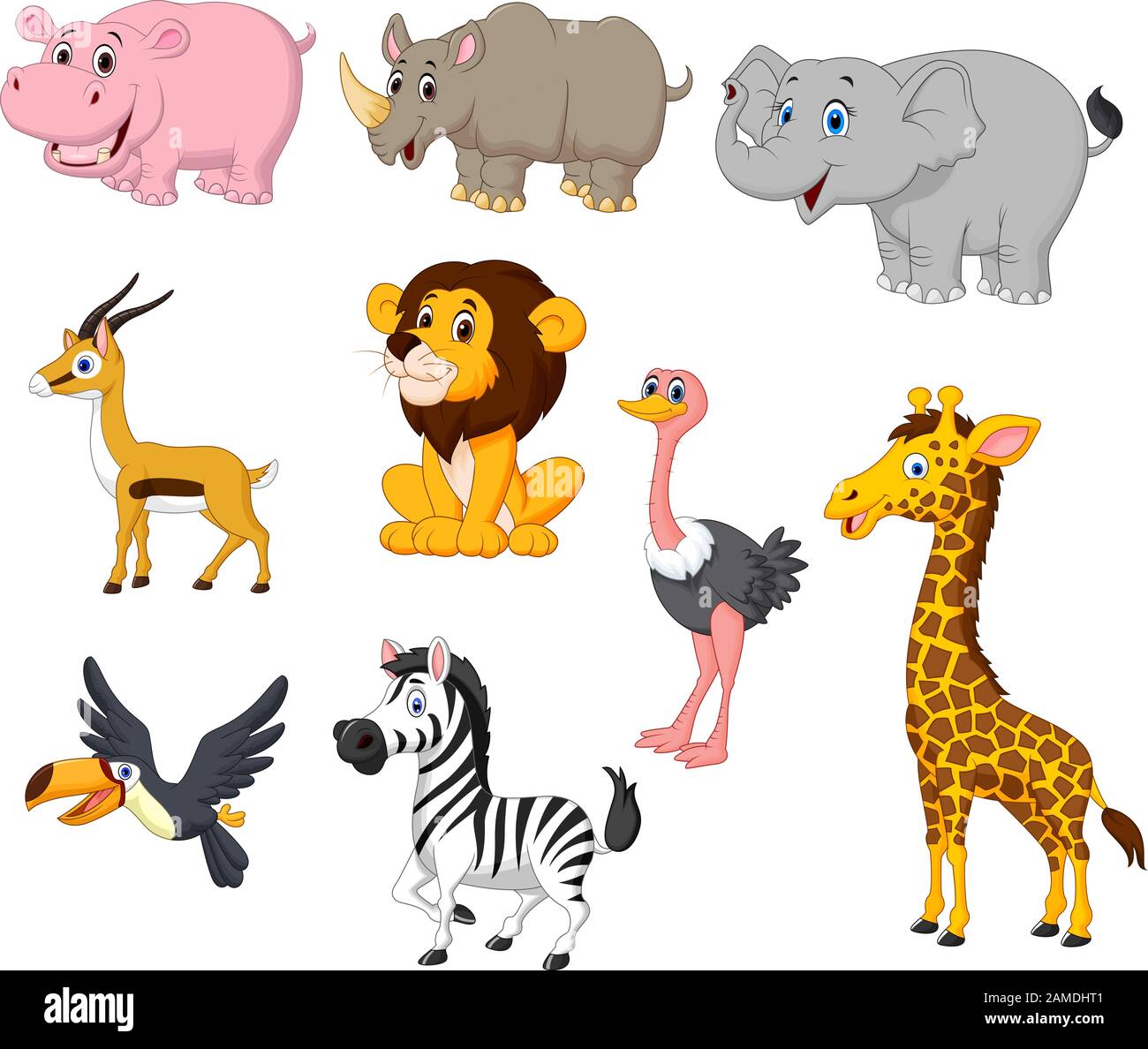 Cartoon wild animals collection set Stock Vector Image & Art - Alamy