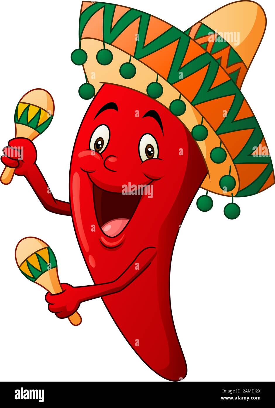 Happy chili cartoon playing maracas Stock Vector Image & Art - Alamy