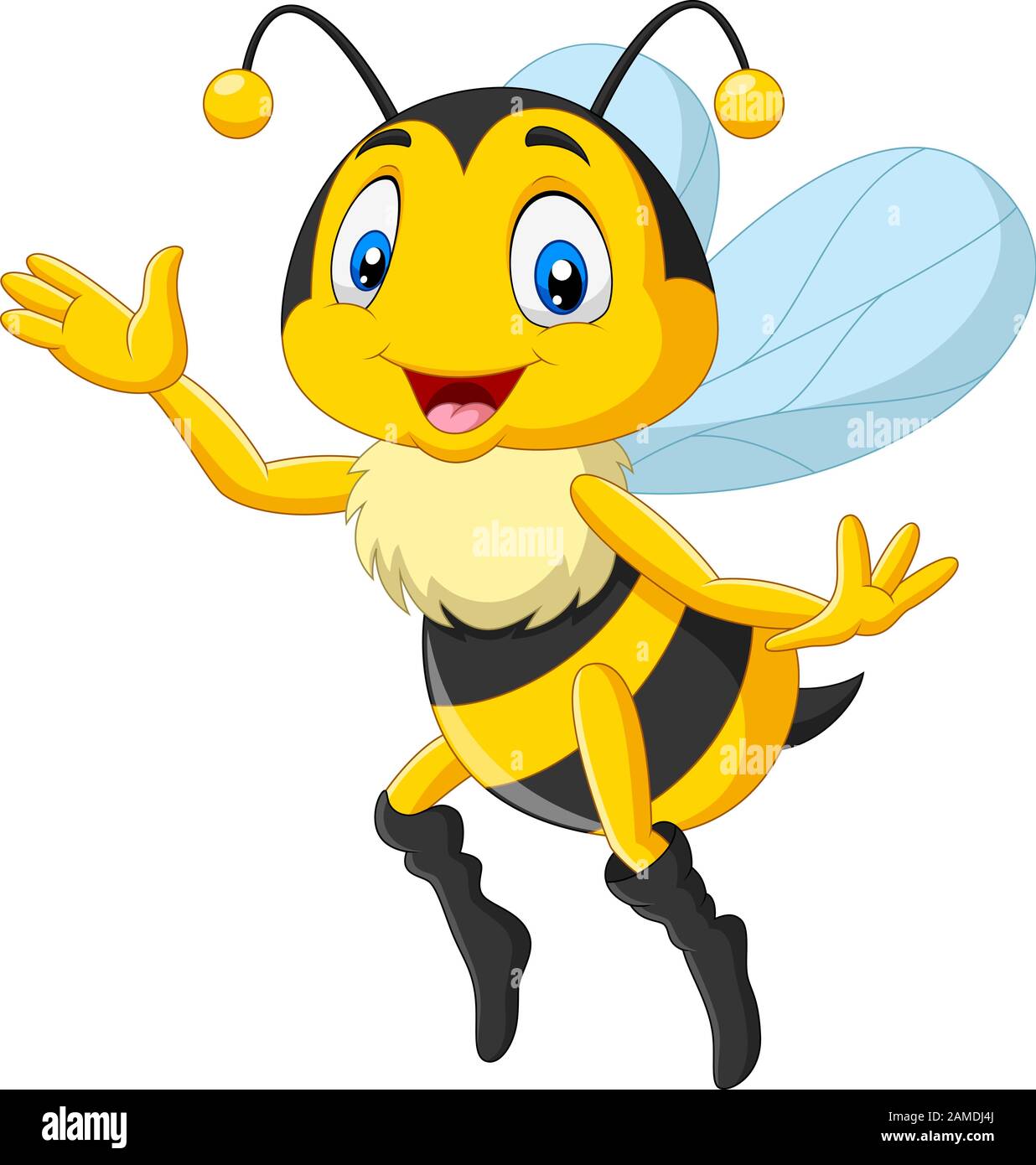 Cartoon Happy Bee Waving Hand Stock Vector Image And Art Alamy