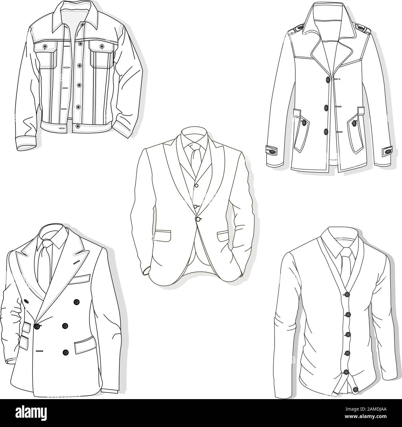 Collection of man business jackets. Different color combinations ...