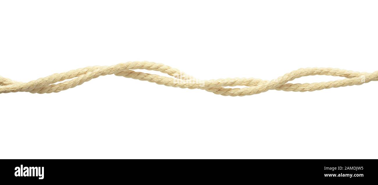 Beige cotton twisted ropes isolated on white Stock Photo - Alamy