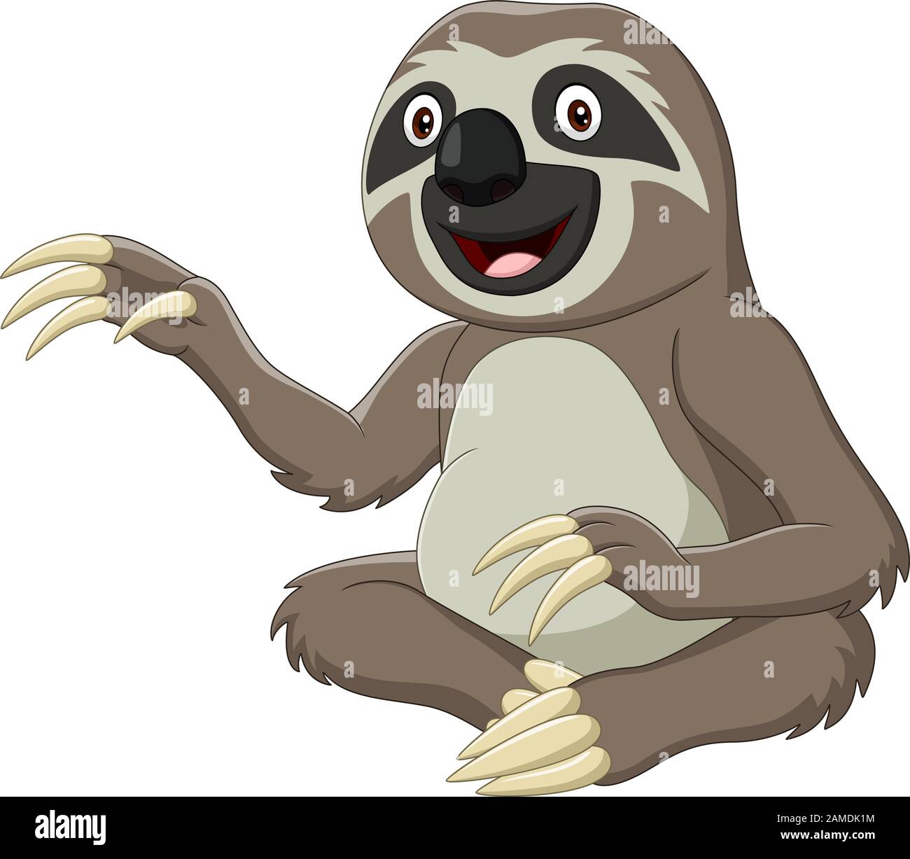 Cartoon funny sloth sitting and waving hand Stock Vector Image & Art ...