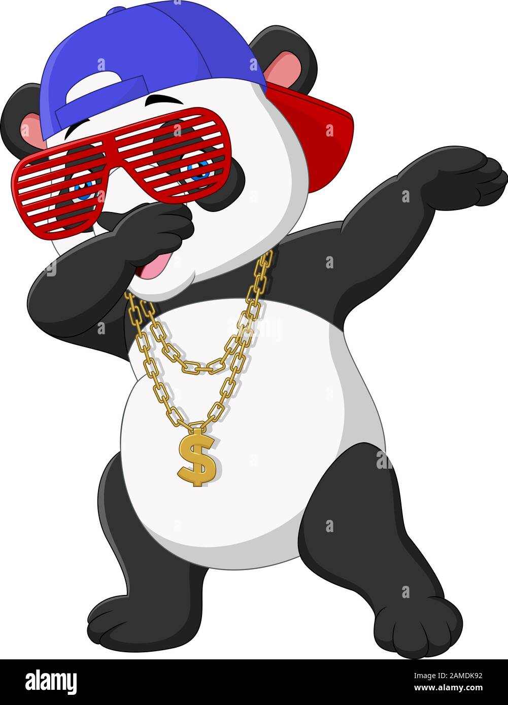 Cool panda dabbing dance wearing sunglasses, hat, and gold necklace ...