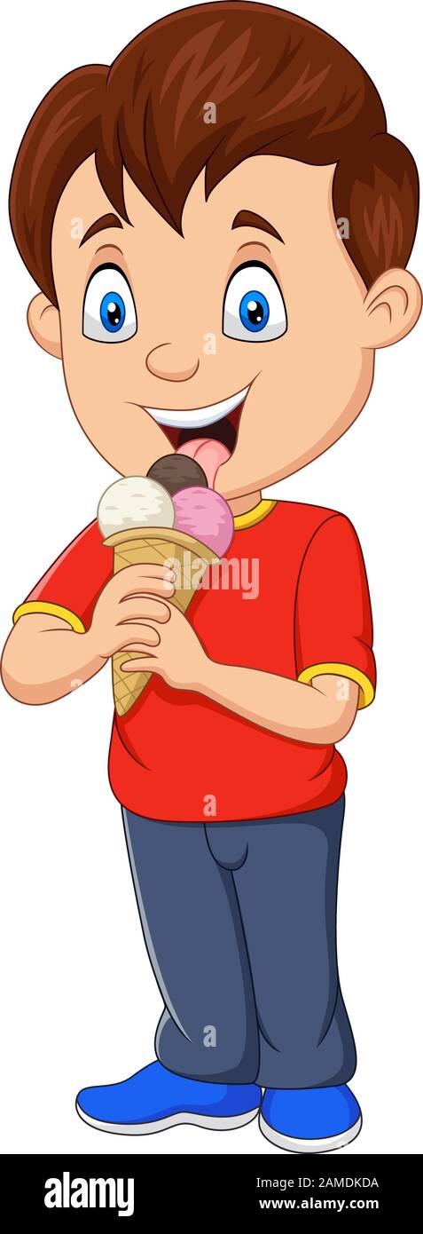 Cartoon boy eating ice cream Stock Vector Image & Art - Alamy