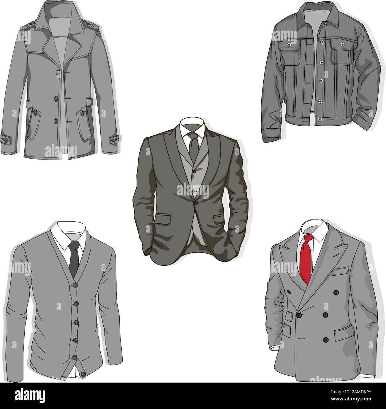 Collection of man business jackets. Different color combinations ...