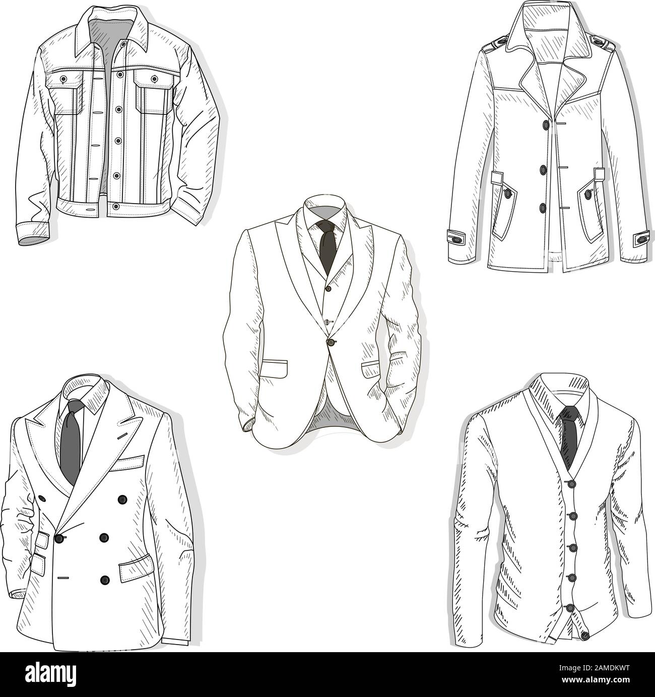 Collection of man business jackets. Different color combinations ...