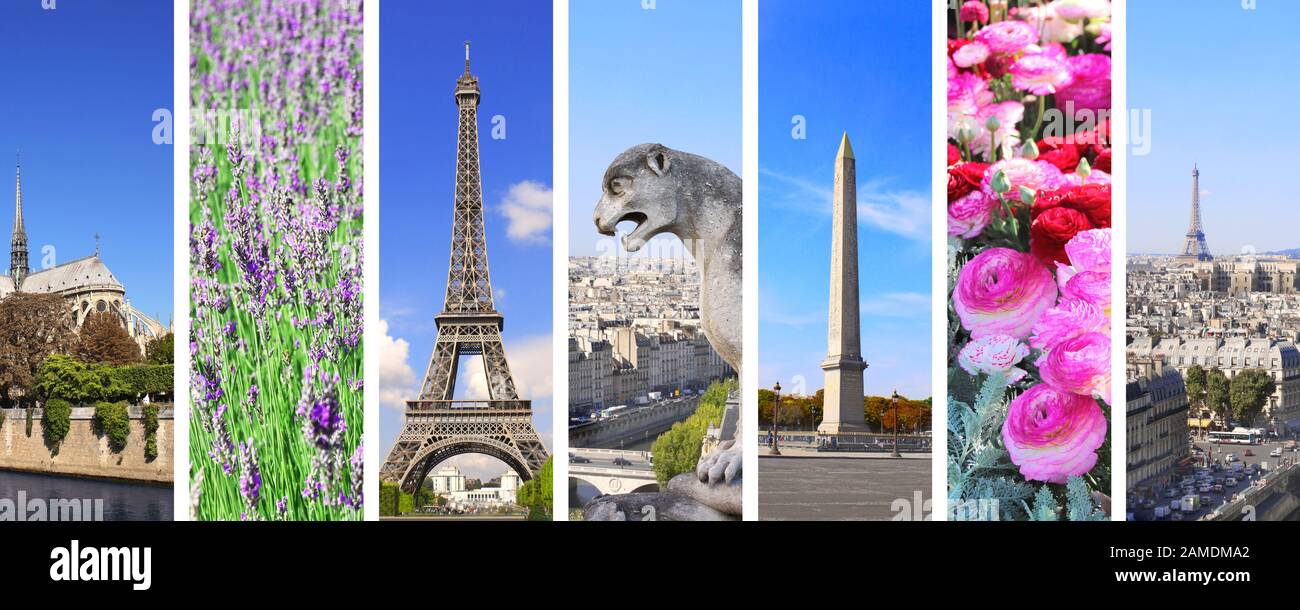Set of vertical banners with famous landmarks of Paris, capital of ...