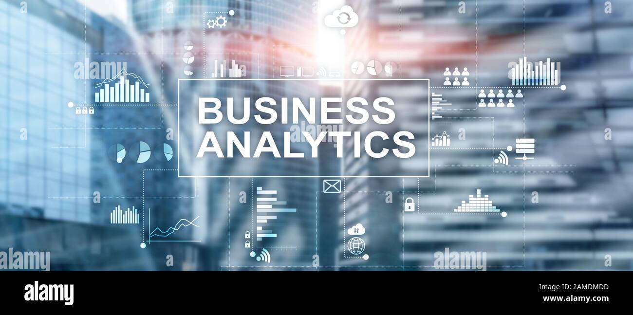 business analytics symbol on black background Stock Photo - Alamy