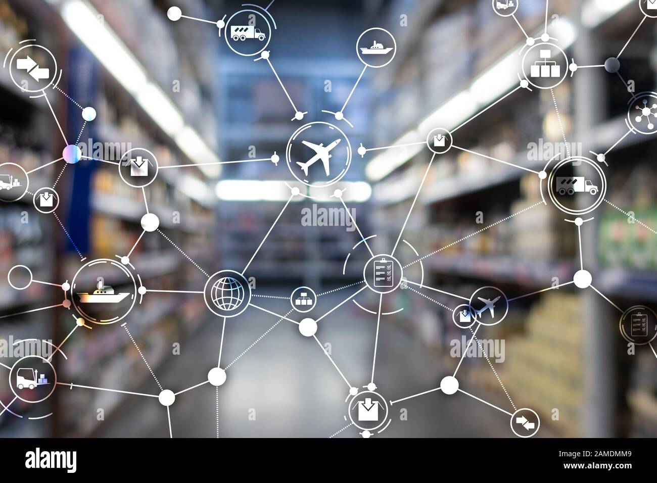 Global logistics network concept. Delivery Planning on virtual screen ...