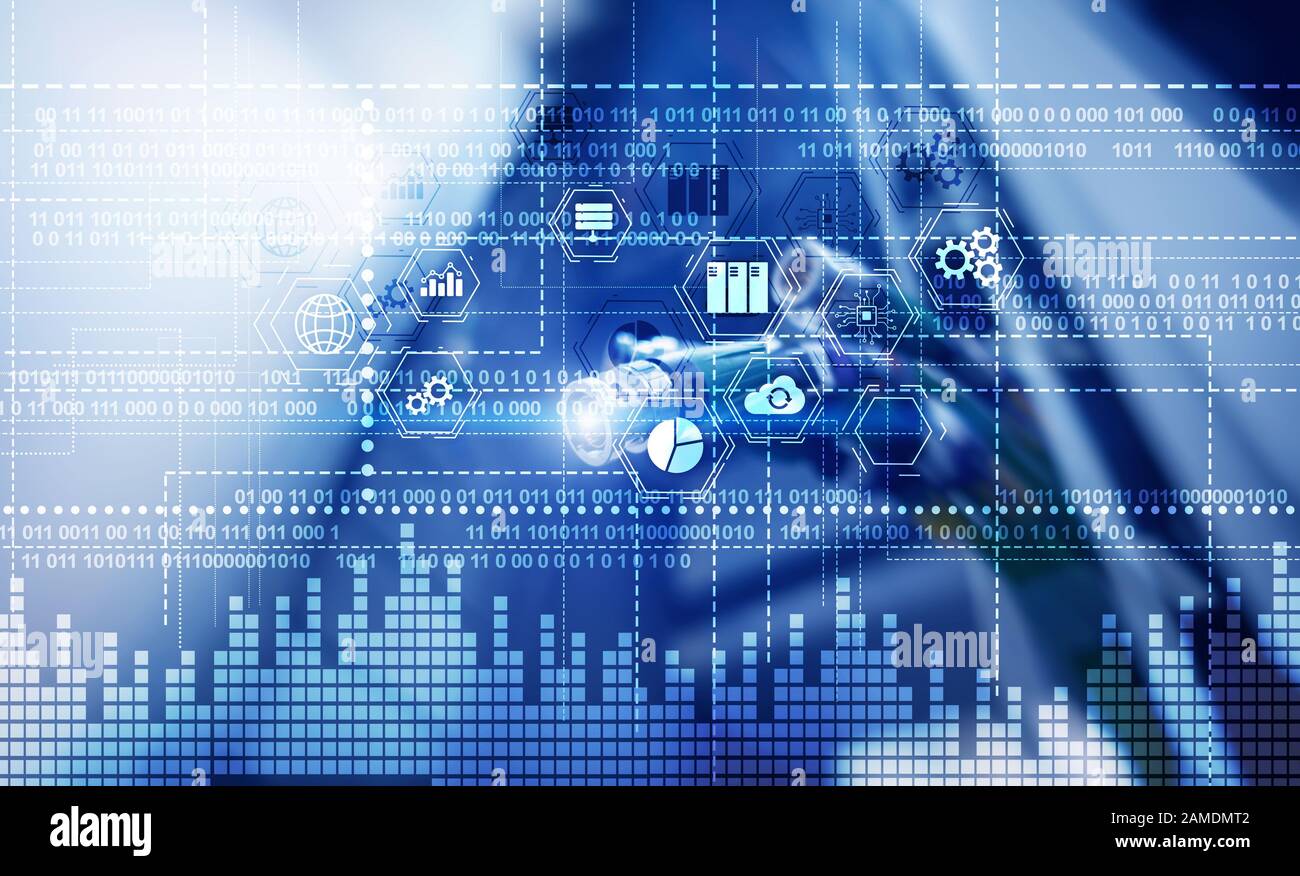 Binary code. ICT - information and telecommunication technology and IOT ...