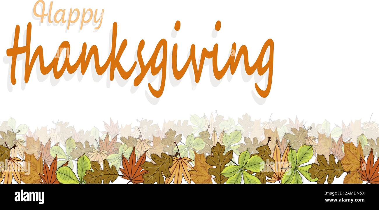 Happy Thanksgiving script with pumpkins and leaves vector illustration ...