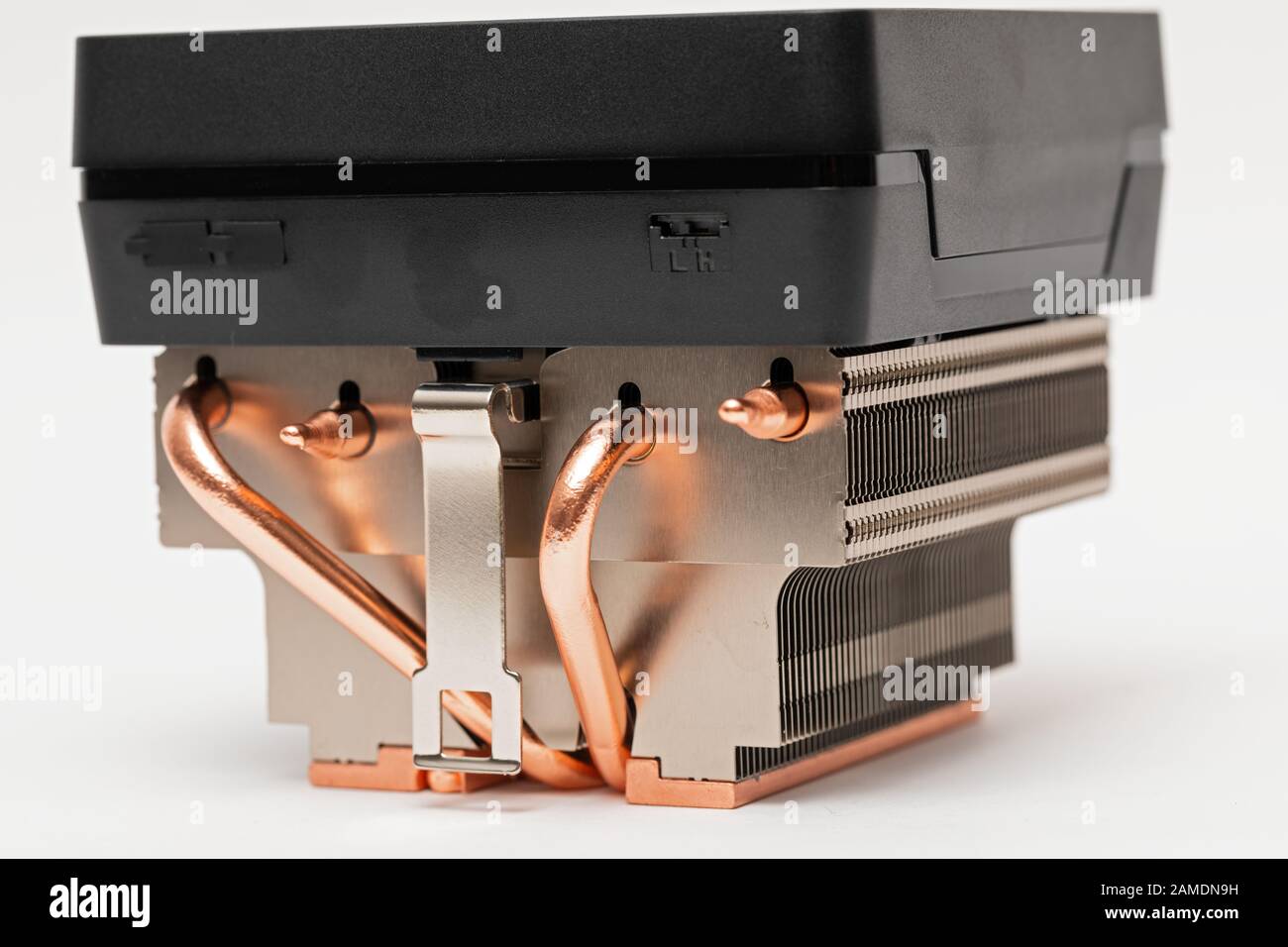 Modern cpu cooler with heat-pipes on white background Stock Photo - Alamy