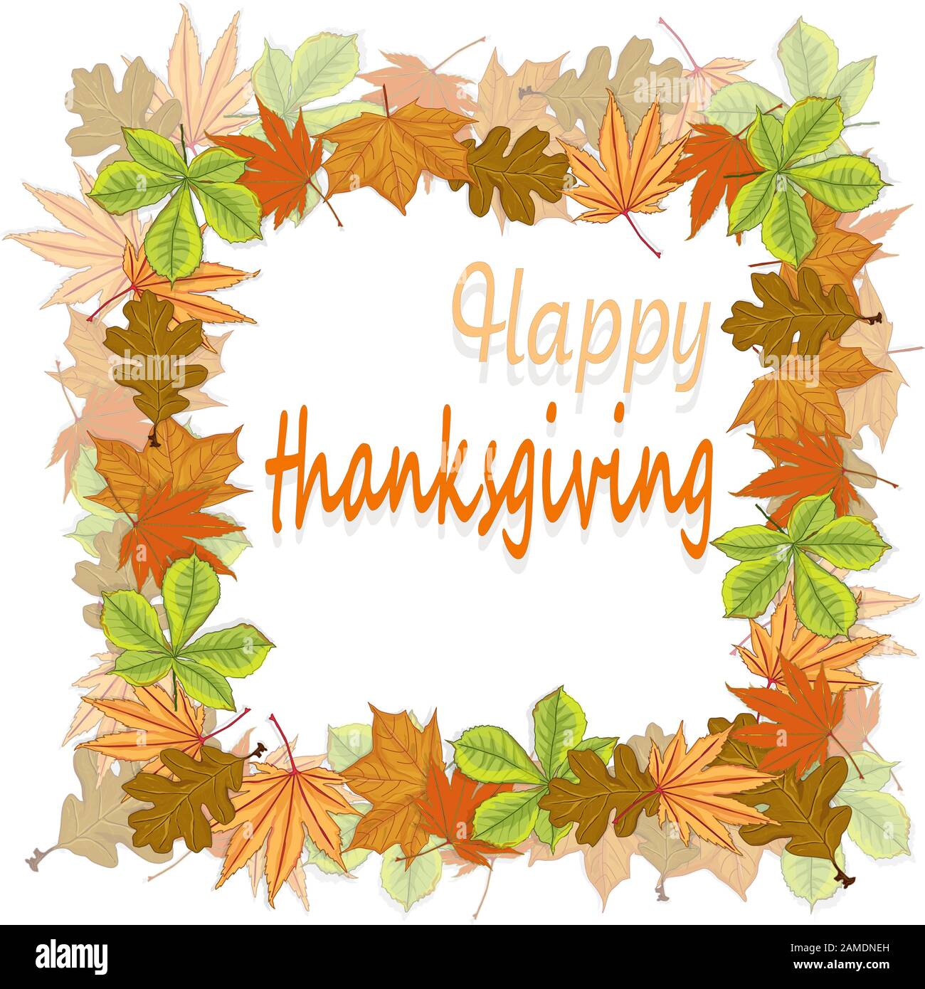 Happy Thanksgiving script with pumpkins and leaves vector illustration ...