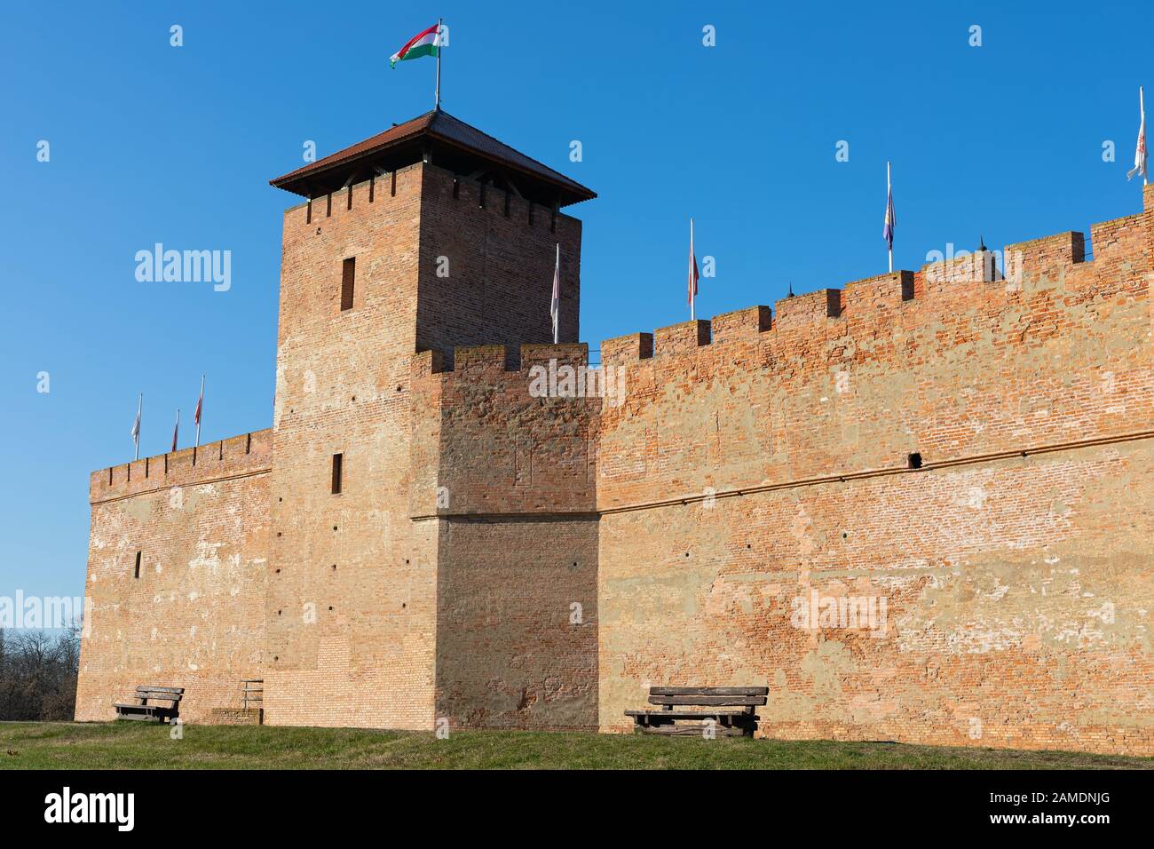 Picture of the medieval Gyula castle, made of bricks Stock Photo - Alamy