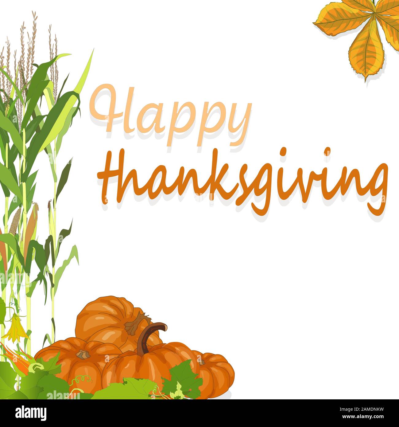 Happy Thanksgiving script with pumpkins and leaves vector illustration ...