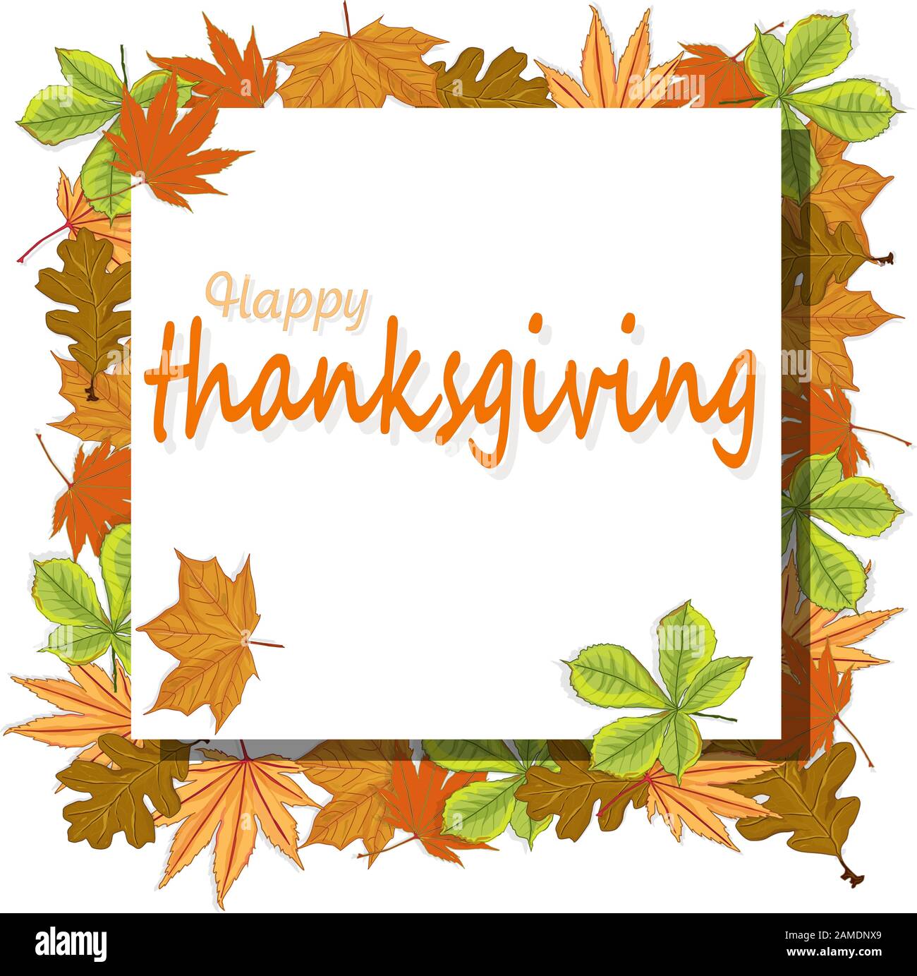 Happy Thanksgiving script with pumpkins and leaves vector illustration ...