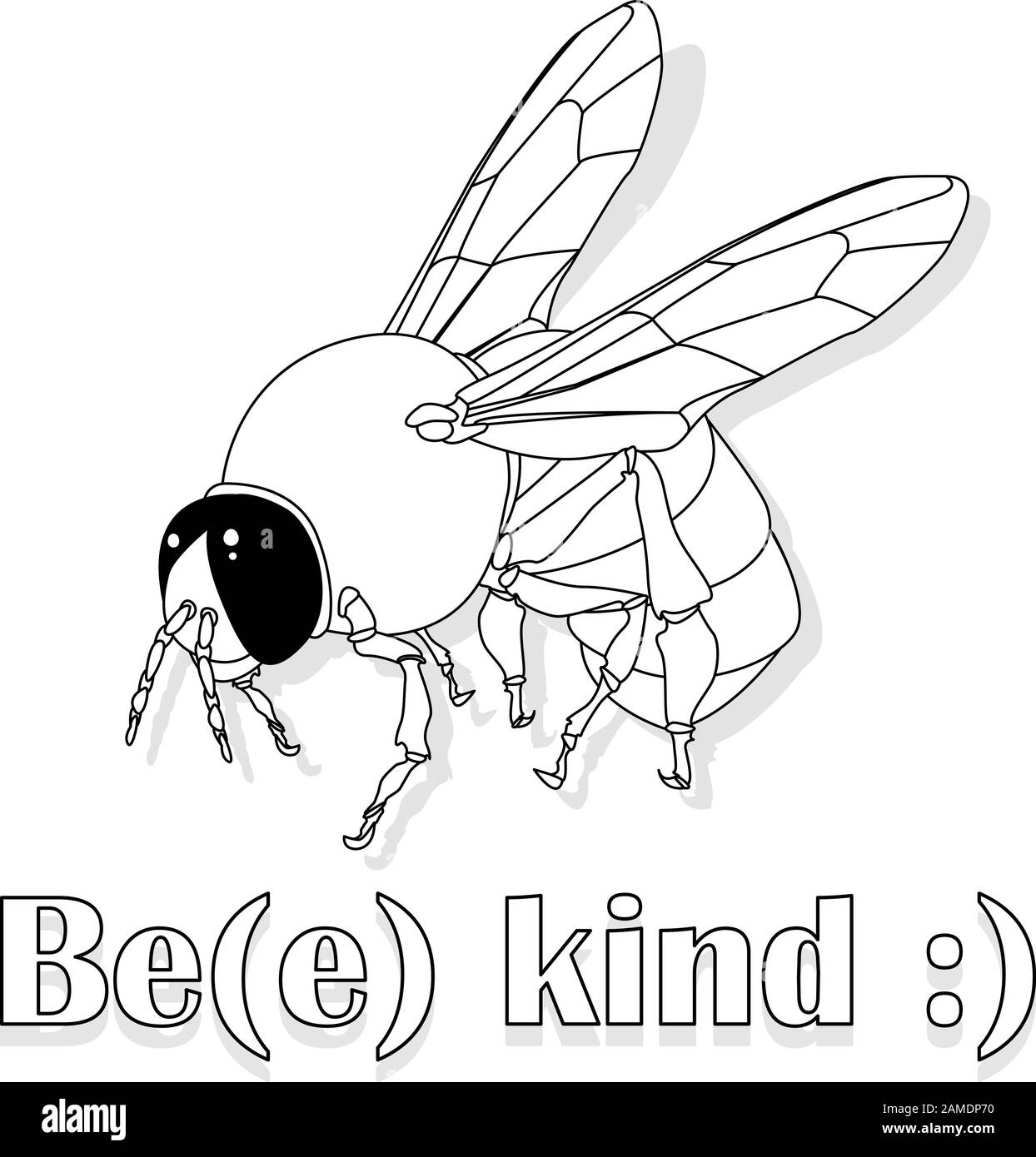 Bee monochrome illustration - vector text quotes and bee drawing ...