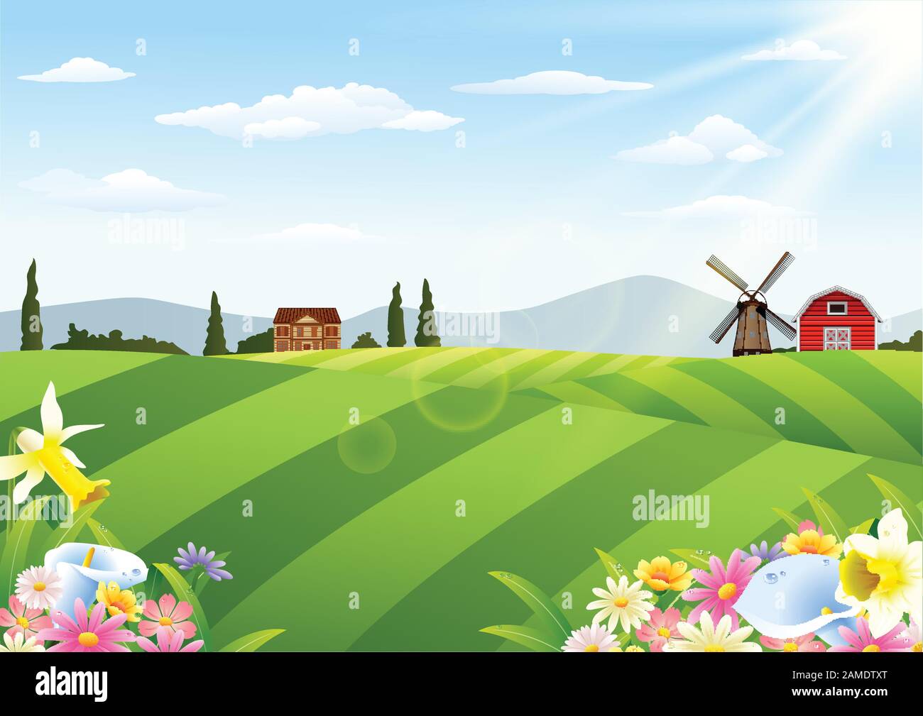 Spring landscaped Stock Vector Images - Alamy