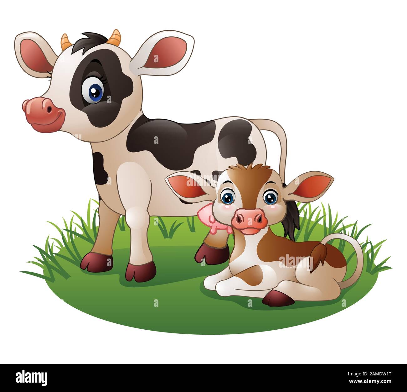 Cartoon cow with newborn calf Stock Vector Image & Art - Alamy