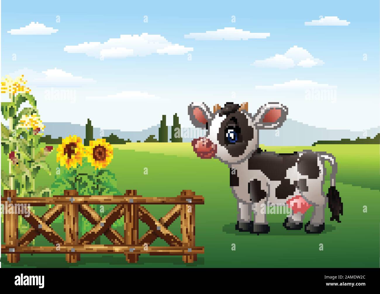 Beautiful rural landscape farm Stock Vector Images - Alamy