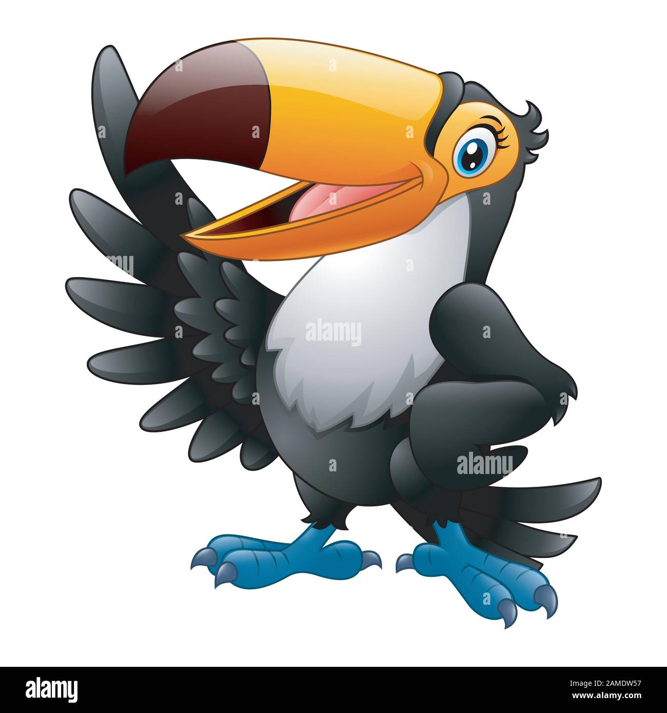 Cartoon funny toucan waving isolated on white background Stock Vector ...