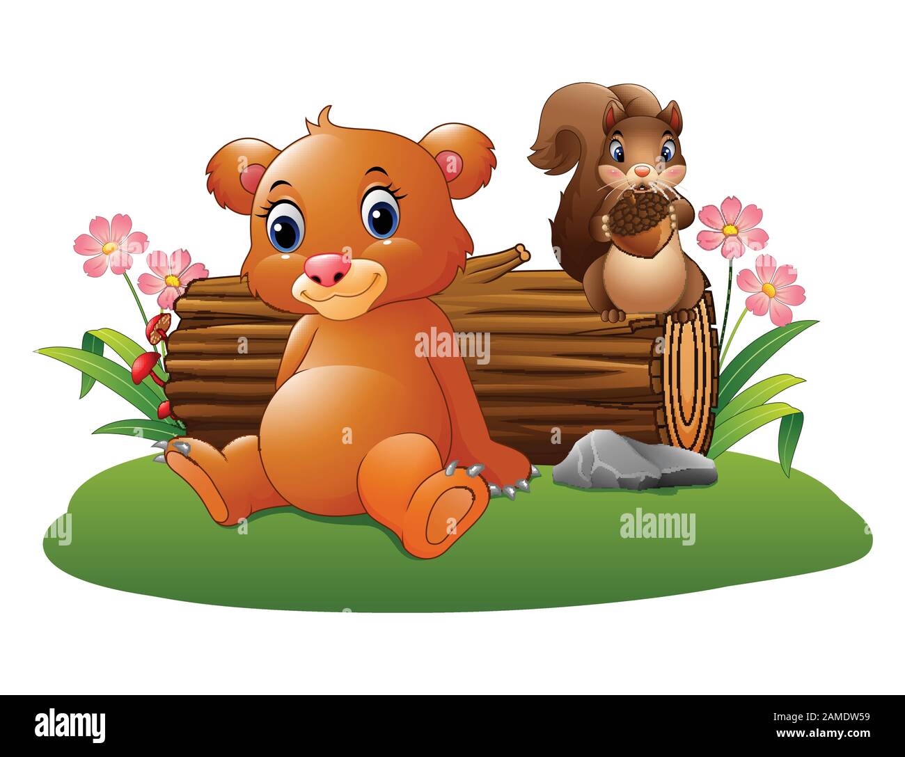 Grizzly bear cub log Stock Vector Images - Alamy