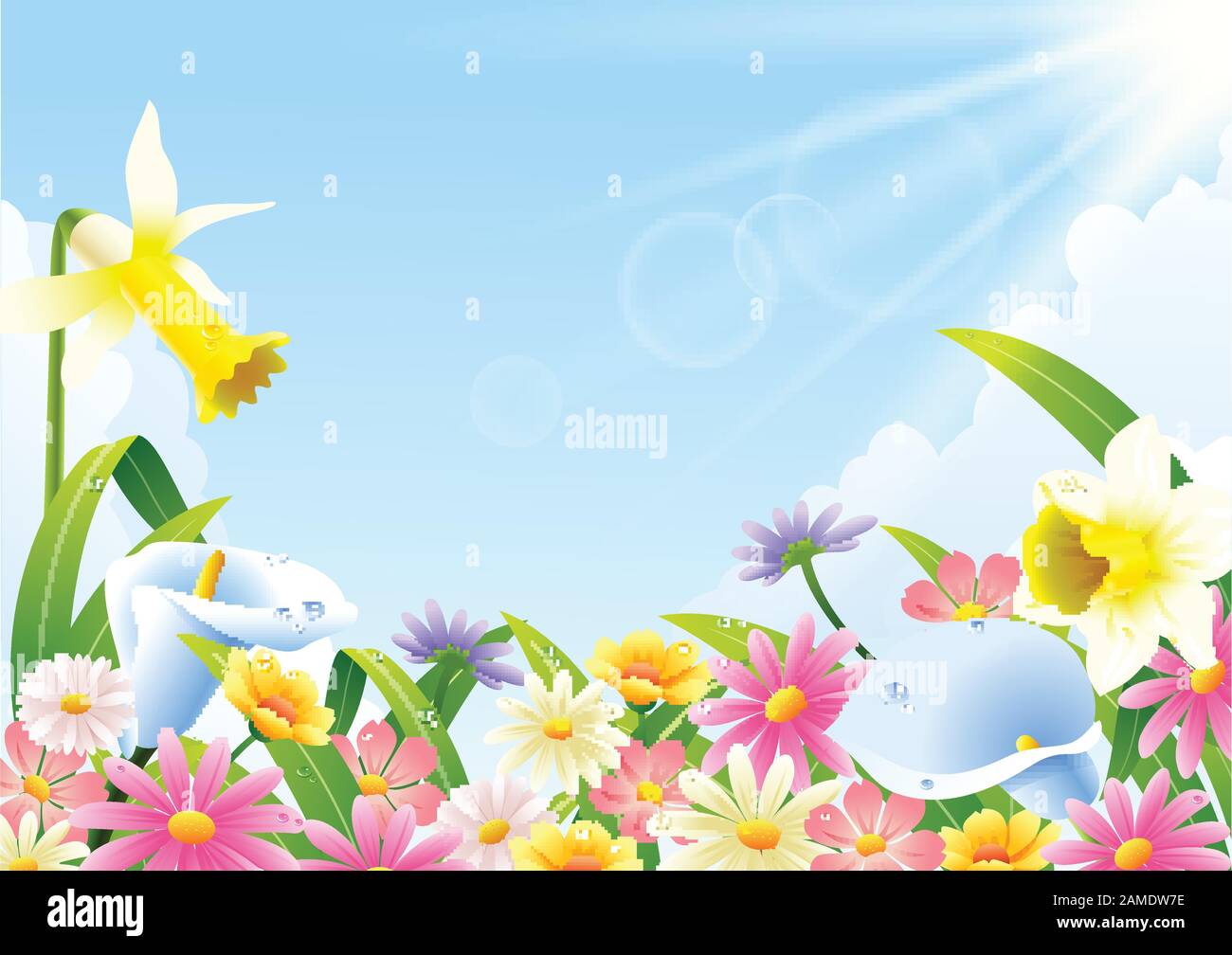 Spring view blooming pink Stock Vector Images - Alamy