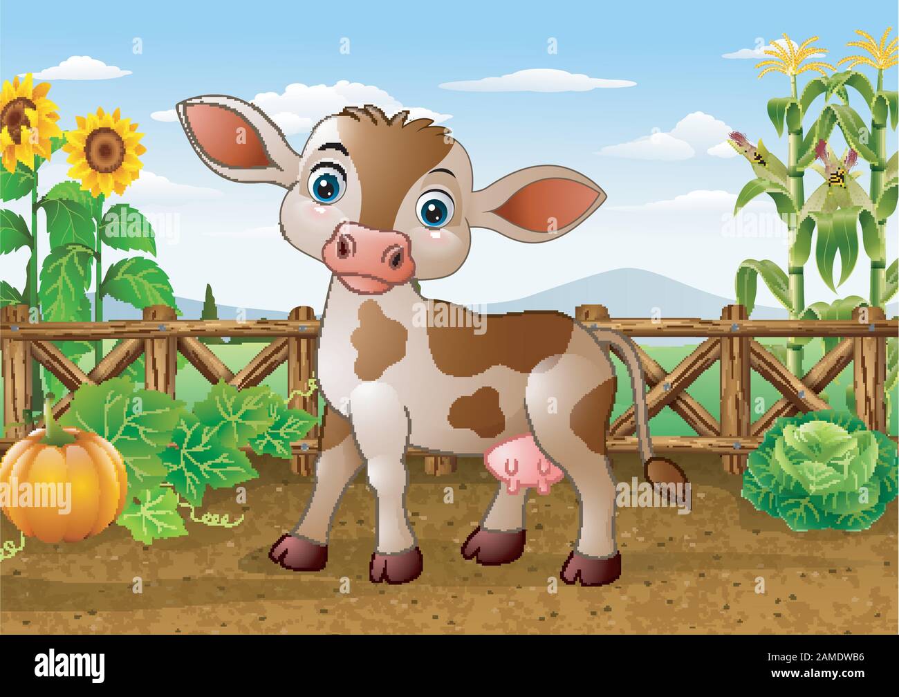 Cartoon cow in the farm Stock Vector Image & Art - Alamy